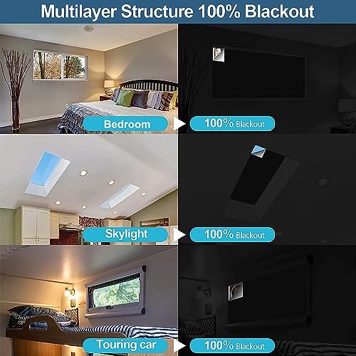 100% Blackout Curtains for Bedroom, Portable DIY Window Blinds, No Drill Window Shades & Blackout Blinds with Stickers & Tabs for Baby Nursery, Travel, Dorm Room (118" x 57")