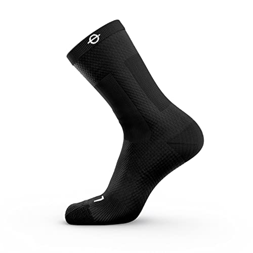 Lasso Performance Compression Athletic Socks — Increase Circulation While Running, Cycling, & Exercising - Black (Crew) - Large