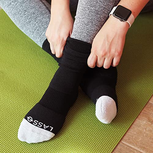 Lasso Performance Compression Athletic Socks — Increase Circulation While Running, Cycling, & Exercising - Black (Crew) - Large