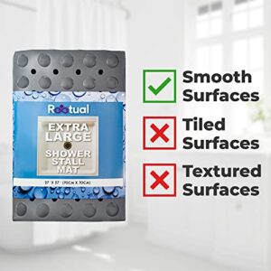 Reetual XL Shower Mats for Showers Anti Slip - 27x27 Bath Tub Mat and Shower Floor Mat. Powerful Suction Cup Shower Mat with Drain Holes. Grey Bath Mat for Shower, Non Slip for Elderly and Kids