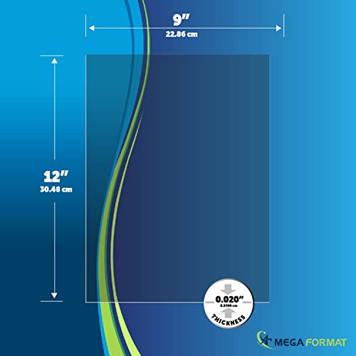 Clear Plexiglass Sheet Thin Acrylic Panel - Flexible Plastic Sheet, Picture Frame Glass Replacement, Acrylic Sheets 9" x 12" - 0.02 (5 Pk)