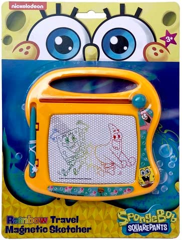 Spongebob Squarepants Magnetic Board for Kids, Erasable Toddler Drawing Pad, Magic Sketcher, Sketch & Doodle Travel Toy, Orange