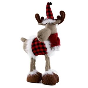 reindeer christmas decoration christmas deer decor - swedish santa elk figurines christmas table decorations handmade plush gnomes buffalo plaid for home indoor holiday decor