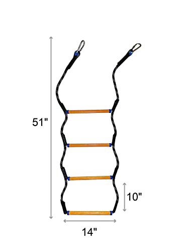 MVBouresu Boat Rope Ladder, Heavy Duty Climbing Rope 400Lbs Strength, 14mm Reinforced Polyester Line, Rigid Resin Step Design, Outdoor Ladder for Inflatable Boat, Kayak, Motorboat, Canoeing (4 Step)