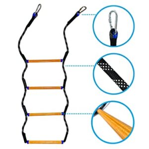 MVBouresu Boat Rope Ladder, Heavy Duty Climbing Rope 400Lbs Strength, 14mm Reinforced Polyester Line, Rigid Resin Step Design, Outdoor Ladder for Inflatable Boat, Kayak, Motorboat, Canoeing (4 Step)