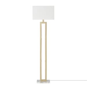 globe electric 12273 d'alessio 58" floor lamp, gold, white linen shade, faux marble base, on/off socket rotary switch, title 20 led bulb included