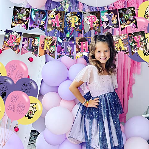 YACANNA The owl House Birthday Party Supplies, Owl HouseTheme Birthday Party Decorations, Includes Cupcake Toppers Banner ,18 Balloons & Owl House Stickers,Cute The owl HouseTheme for Birthday Party