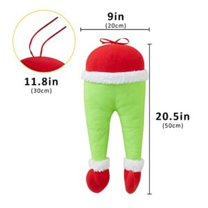 Christmas Elf Body Tree Decorations, Christmas Tree Decor Elf Arms Stole Christmas Elf Stuffed Leg Stuck Xmas Tree Topper Garland Ornaments Pose-able Plush Legs for Tree Ornaments (Elf Legs)