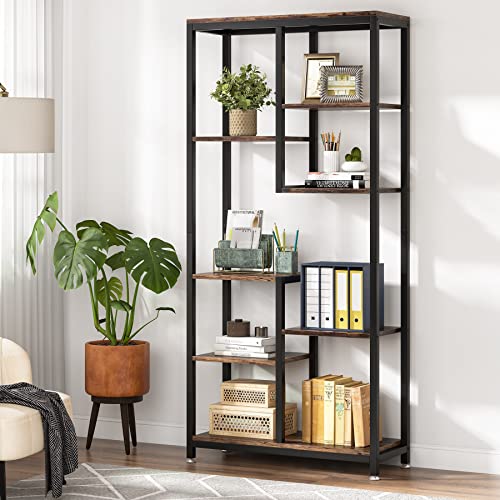 Tribesigns 6-Tier Tall Bookshelf Bookcase, Industrial 8-Shelf Open Bookcase Storage Display Book Shelves for Living Room, Home Office