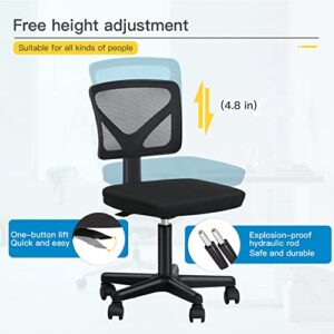 BestOffice Ergonomic Desk Armless Mesh Computer Lumbar Support Swivel Rolling Executive Adjustable Task Chair for Back Pain (Black)