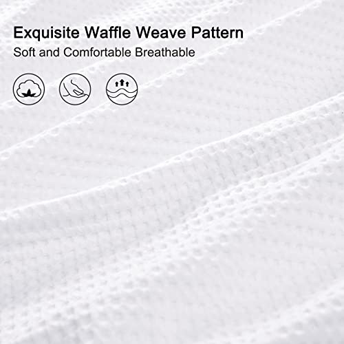 PHF Cotton Waffle Duvet Cover Queen Size, Ultra Soft Cotton Blend Comforter Cover Set, Comfy Breathable and Decorative Duver Cover Set with Pillow Shams Bedding Collection, 90"x90", White