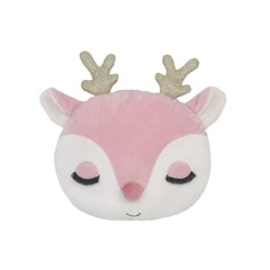 mon ami reindeer accent decor plush pillow, huggable deer shaped pillow, plush & decorative accessory cushion for child’s bed or crib, pink,16"