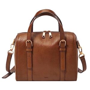 fossil women's carlie leather satchel purse handbag, brown (model: zb1772200)