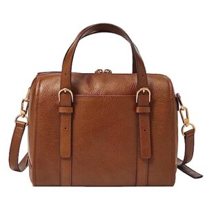 Fossil Women's Carlie Leather Satchel Purse Handbag, Brown (Model: ZB1772200)