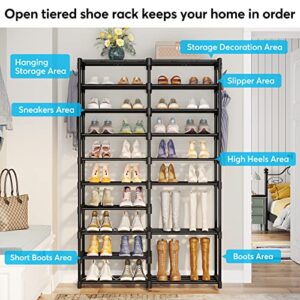 Tribesigns Shoe Rack Organizer, 36-44 Pairs Storage Shelf, 10 Tiers Stand, for Closet, Boot Organizer with 2 Hooks, Stackable Tower