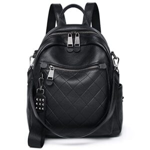 wesccimo genuine leather backpack purse for women black quilted real soft leather convertible shoulder bag