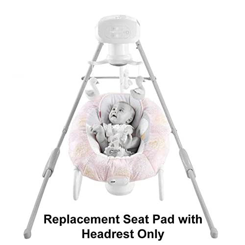 Ele Toys Replacement Parts for Fisher-Price Cradle 'n Swing - 2-in-1 Deluxe My Sweet Swan FLG86 - Replacement Seat Pad with Headrest - Pink and Gray Flowers and Swan, 15.0 ounces