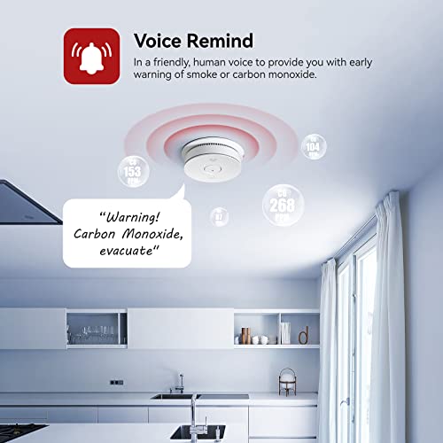 Siterlink Smoke Detector Carbon Monoxide Detector Combo with Voice Alert, Dual Sensor Fire and CO Alarm with LED Light and Test Button, Auto Check, Battery Operated, UL 217 & UL 2034 Standards, 5 Pack