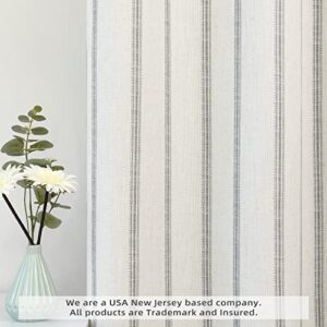 DriftAway Farmhouse Linen Blend Blackout Curtains 84 Inches Long for Bedroom Vertical Striped Printed Linen Curtains Thermal Insulated Grommet Lined Treatments for Living Room 2 Panels W52 x L84 Grey