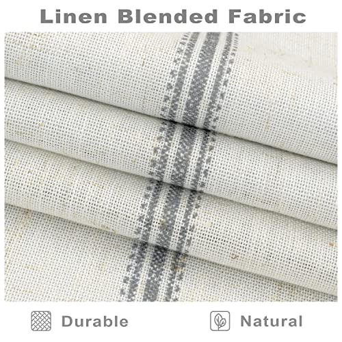 DriftAway Farmhouse Linen Blend Blackout Curtains 84 Inches Long for Bedroom Vertical Striped Printed Linen Curtains Thermal Insulated Grommet Lined Treatments for Living Room 2 Panels W52 x L84 Grey