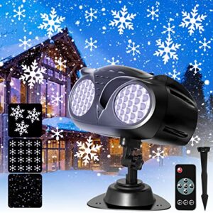 christmas snowflake projector lights outdoor, remon owl shape led snowfall projector remote control timing ip65 waterproof, dynamic snowflakes landscape light for xmas new year indoor home party decor