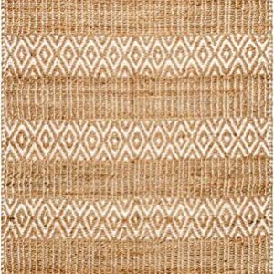 KEMA Handwoven Jute Braided Area Rug, 2x3 Feet Natural Yarn - Rustic Vintage Braided Reversible Rectangular Rug- Eco Friendly Rugs for Bedroom, Kitchen, Living Room, Farmhouse (Natural)