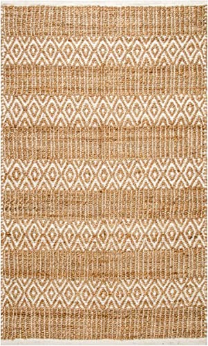 KEMA Handwoven Jute Braided Area Rug, 2x3 Feet Natural Yarn - Rustic Vintage Braided Reversible Rectangular Rug- Eco Friendly Rugs for Bedroom, Kitchen, Living Room, Farmhouse (Natural)