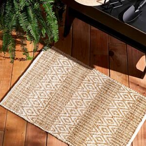 KEMA Handwoven Jute Braided Area Rug, 2x3 Feet Natural Yarn - Rustic Vintage Braided Reversible Rectangular Rug- Eco Friendly Rugs for Bedroom, Kitchen, Living Room, Farmhouse (Natural)