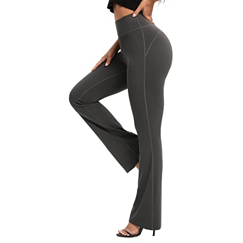 RONLIMO Bootcut Yoga Pants for Women High Waist Workout Bootleg Pants Tummy Control Work Pants for Women Dress Pants Charcoal Gray