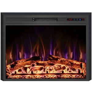 rodalflame electric fireplace inserts with touch screen & remote control, timer, 750/1500w, black, 32 9/10 inches wide, 24 9/10 inches high