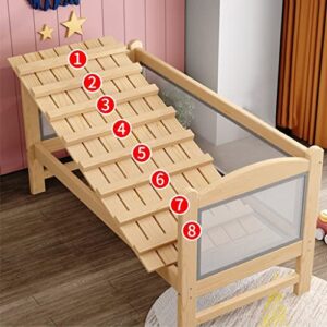 Solid Wood Widen Bed, Heighten Mesh Fabric Guardrail Children's Stitching Bed, Wooden Bed Frame, Bedroom Furniture, with 5cm Mattress (Size : 180x60x40cm)