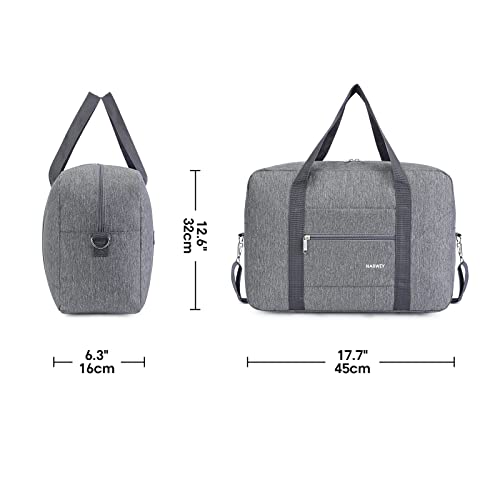 For Spirit Airlines Personal Item Bag 18x14x8 Foldable Travel Duffel Bag Tote Carry on Luggage Duffle Overnight for Women and Men (Thick Series Grey (with Shoulder Strap))