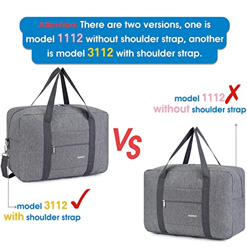 For Spirit Airlines Personal Item Bag 18x14x8 Foldable Travel Duffel Bag Tote Carry on Luggage Duffle Overnight for Women and Men (Thick Series Grey (with Shoulder Strap))