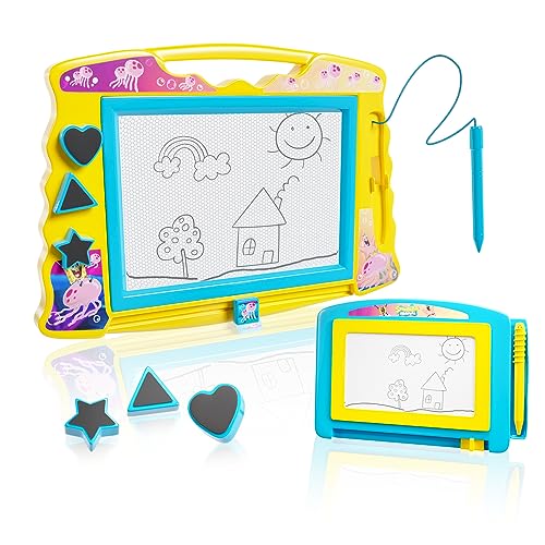 Lollipop Spongebob Squarepants 2-Pc Magnetic Drawing Board Set for Girls and Boys, One Large Board with 3 Stamps and Stylus Pen and One Travel Size Drawing Board, Toddler Educational Toy