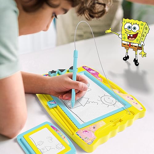 Lollipop Spongebob Squarepants 2-Pc Magnetic Drawing Board Set for Girls and Boys, One Large Board with 3 Stamps and Stylus Pen and One Travel Size Drawing Board, Toddler Educational Toy