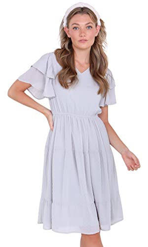 Mikarose Womens The Amy Modest Dress (Faded Blue, XX-Large)