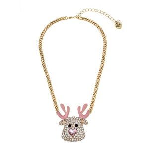 betsey johnson pave reindeer pendant necklace