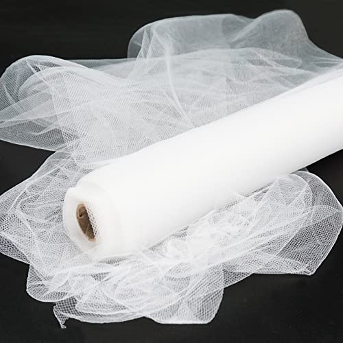 Ableme Deco White Tulle Fabric Roll, 54 Inch by 10 Yards (30 ft) for Wedding Party Decoration Spool Bolt, Ceiling Decor, Tutu Skirt, Gift Wrapping, Soft & Drape (White)