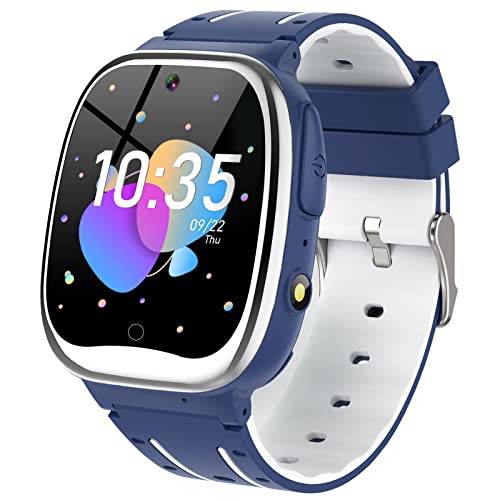 Kids Smart Watch Girls Boys - Smart Watch Kids Smartwatches for 4-12 Years Old with 26 Games Camera Music Player Video 12/24 hr Pedometer Alarm Clock Flashlight Birthday Gift for Kids Toys (Blue)