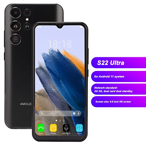 Unlocked Mobile Phone, 6.6 Inch HD Screen Smartphone, MTK6580 Quad Core, 8GB RAM 64GB ROM, for Android 12 Cell Phone with Front 8MP and Rear 24MP Camera(US Plug)