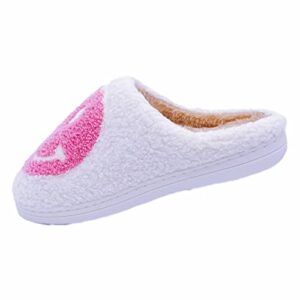 jcgosmn smile face slippers women men toddlers house for kids waterproof sole fuzzy slide boys girls slip-on shoes white pink 4-5 women/3-4 men