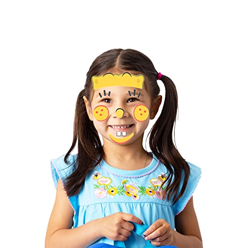 Spongebob Tattoos for Halloween Costume - Bundle with 4 Spongebob Squarepants Face Painting Tattoo Sheets Plus Stickers and More | Spongebob Halloween Costume Kids