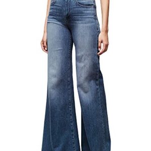 Doubauen Womens High Waisted Jeans Flare Bell Bottom Jeans Stretch Wide Leg Denim Pants Navy