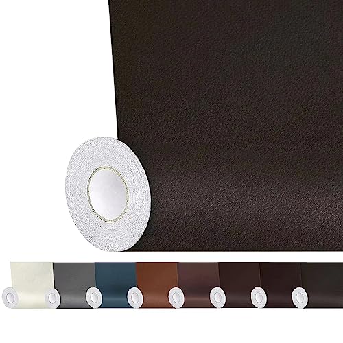 Shagoom Leather Repair Patch, 17X79 inch Repair Patch Self Adhesive Waterproof, DIY Large Leather Patches for Couches, Furniture, Kitchen Cabinets, Wall (17X79 inch, Coffee)