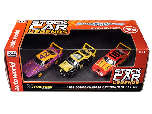 Auto World Xtraction 1969 Dodge Daytona Legends (3 Car Set) (AW Exclusive) Slot Cars HO Scale