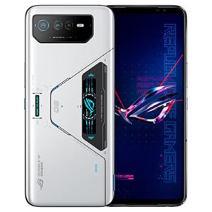 asus rog phone 6 pro cell phone, 6.78” fhd+ 2448x1080 165hz, 6000mah battery, 50mp/13mp/5mp triple rear, 12mp front, 18gb ram, 512gb, 5g lte unlocked dual sim, white, ai2201-18g512g-wh [us version]