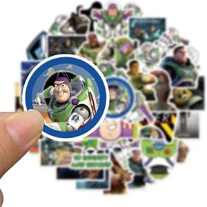 50Pcs Buzz Lightyear Stickers ， Cool Cartoon Movie Stickers Space Ranger Stickers Vinyl Waterproof Maverick Stickers for Water Bottle,Skateboard,Laptop,Phone,Computer, Car Decals Gifts for Adults Teens Kids for Party Decor (Buzz Lightyear)