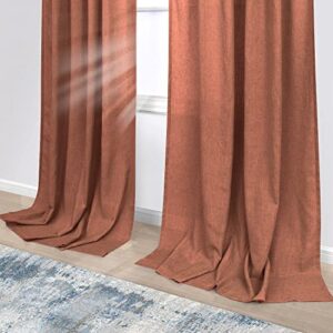 Terracotta Linen Curtains 84 Inch Length for Living Room Boho Fall Decor Set of 2 Panels Rod Pocket Back Tab Semi Sheer Thanksgiving Brick Rust Burnt Curtains for Dining Room Bedroom 84 Inches Long