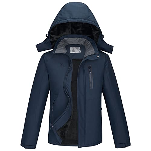 CAMEL CROWN Men's Mountain Waterproof Ski Jackets Warm Winter Snow Coat with Detachable Hood Windproof Rain Jacket