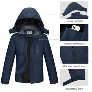 CAMEL CROWN Men's Mountain Waterproof Ski Jackets Warm Winter Snow Coat with Detachable Hood Windproof Rain Jacket